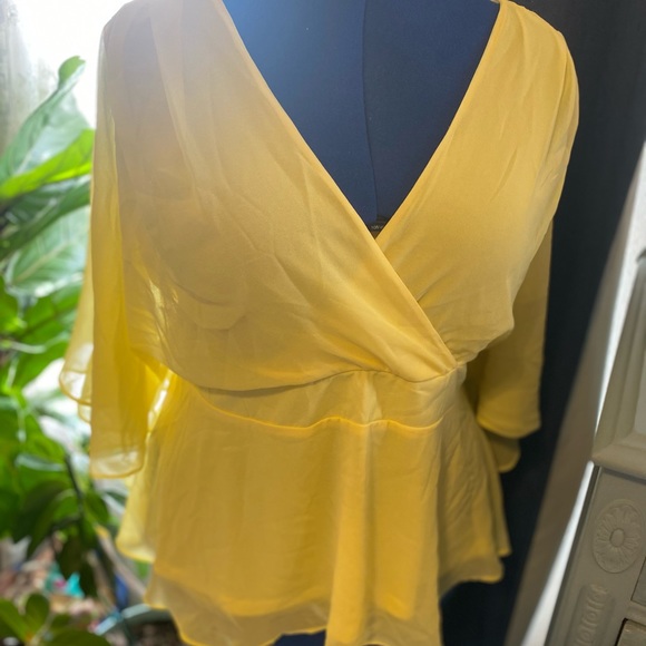 City Chic | Tops | Plus Size Light Yellow Chiffon Wrap Top | Poshmark
